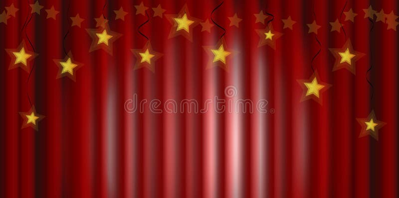 Red Curtain with Stars stock illustration. Illustration of abstract ...