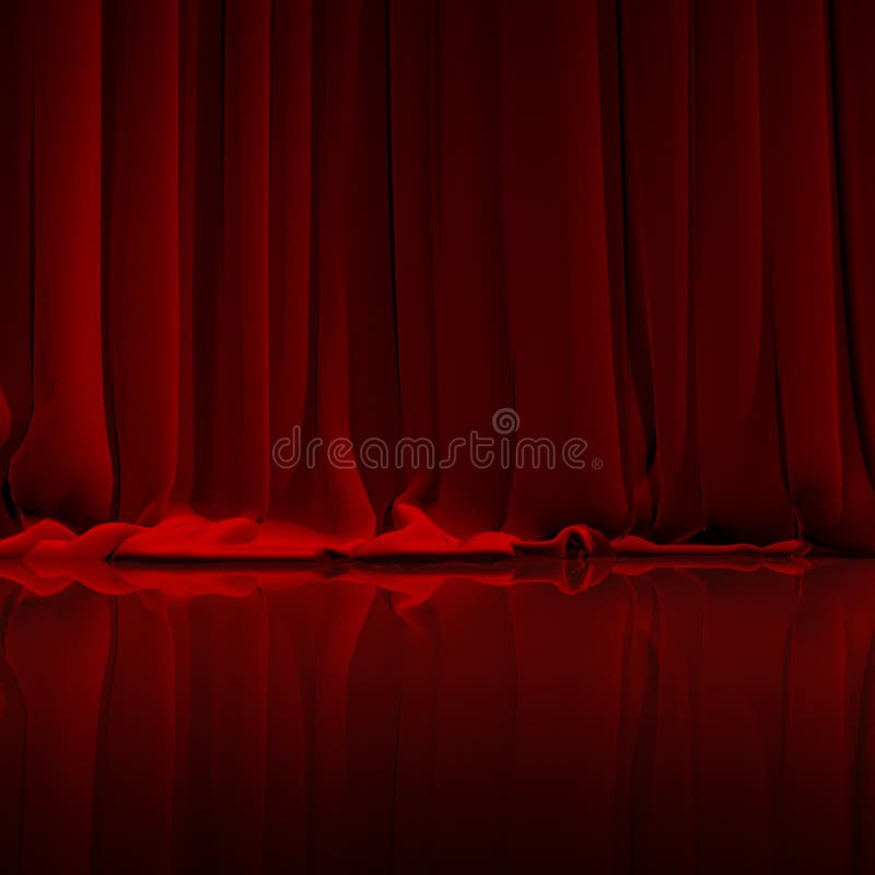 Red curtain in theater. stock illustration. Illustration of cloth ...