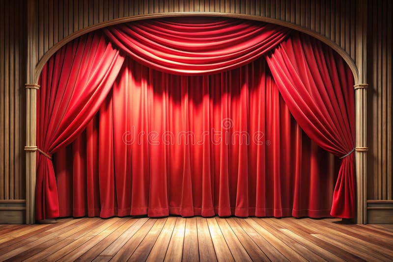 Red Curtain of Theater Stage Stock Illustration - Illustration of ...
