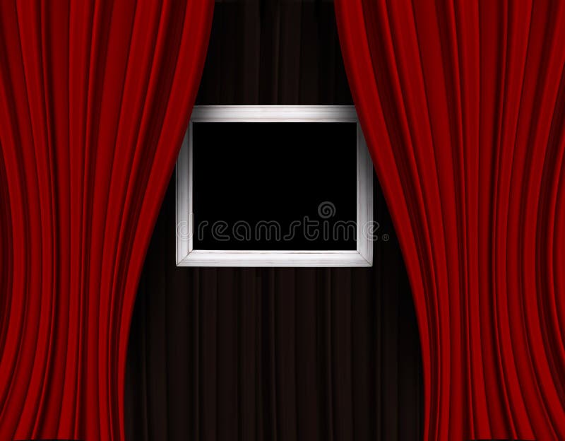 Red Curtain with Vintage Frame Stock Illustration - Illustration of ...