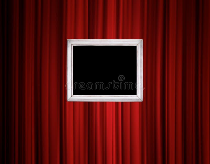 Red Curtain with Vintage Frame Stock Illustration - Illustration of ...