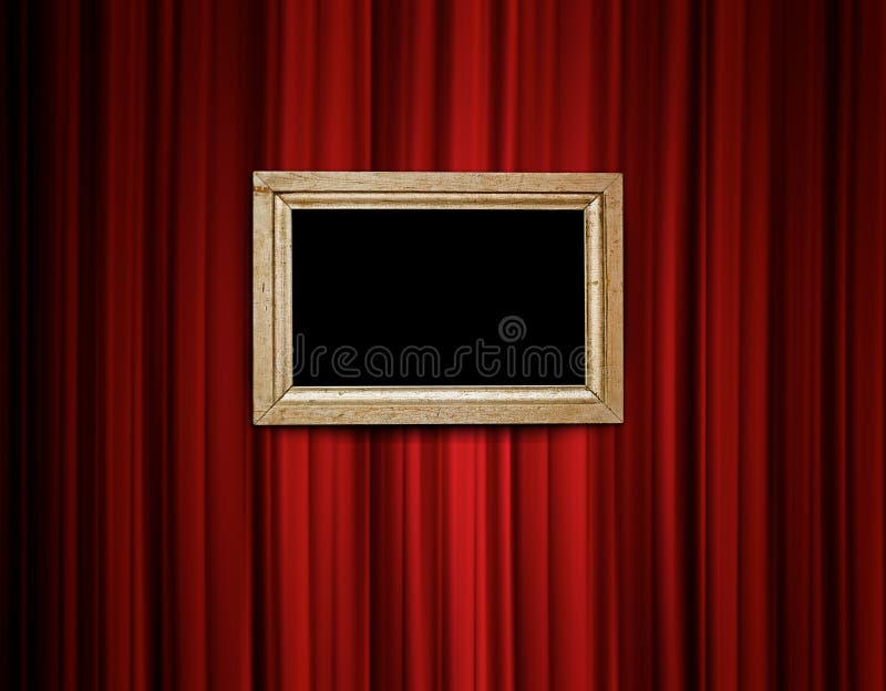 Red Curtain with Vintage Frame Stock Illustration - Illustration of ...