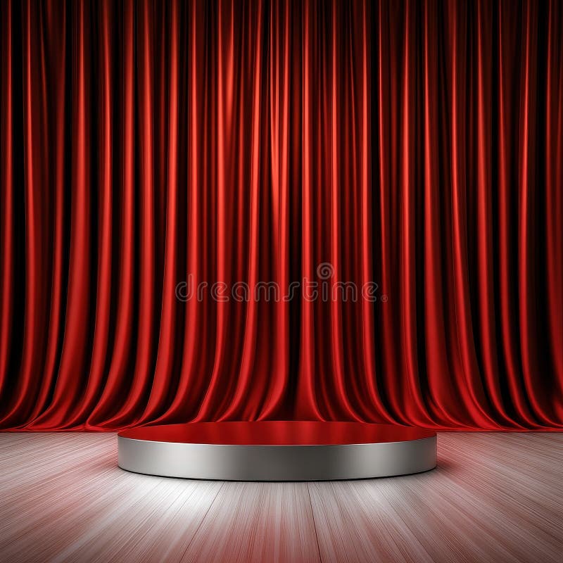 Red Curtains with Empty Stage Platform. Stock Illustration ...
