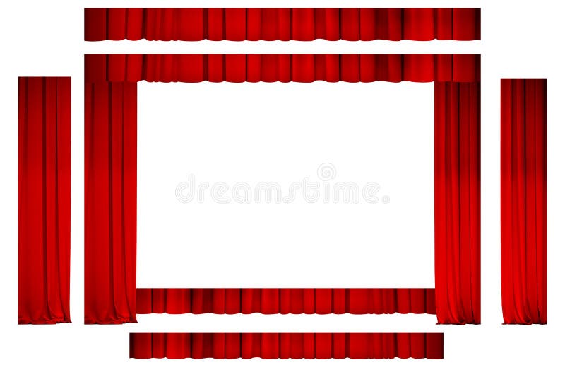 Red Curtains Frame Set Isolated on White Stock Image - Image of ...