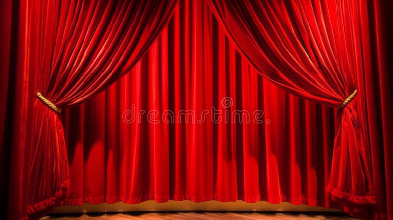 The Red Curtains are Opening for the Theater Show. Generative AI Stock ...