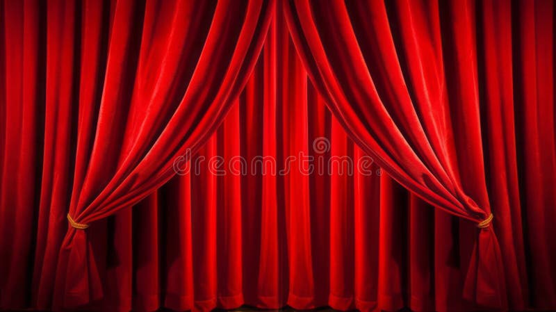 The Red Curtains are Opening for the Theater Show. Generative AI Stock ...