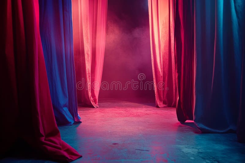 The Red Curtains Parting for an Exciting Theater Performance Unveiling ...
