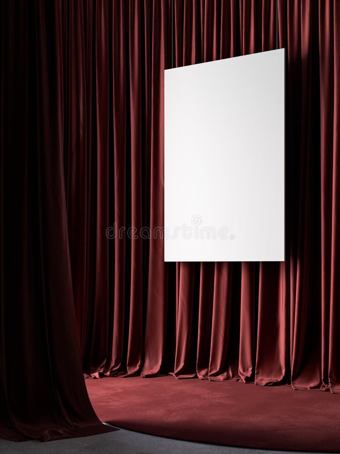 Red Curtains, Poster and Carpet. Stock Illustration - Illustration of ...