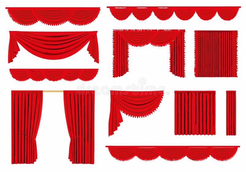 Red Curtains Stage Drapes Window Treatments Design Elements Stock Illustration - Illustration of ...