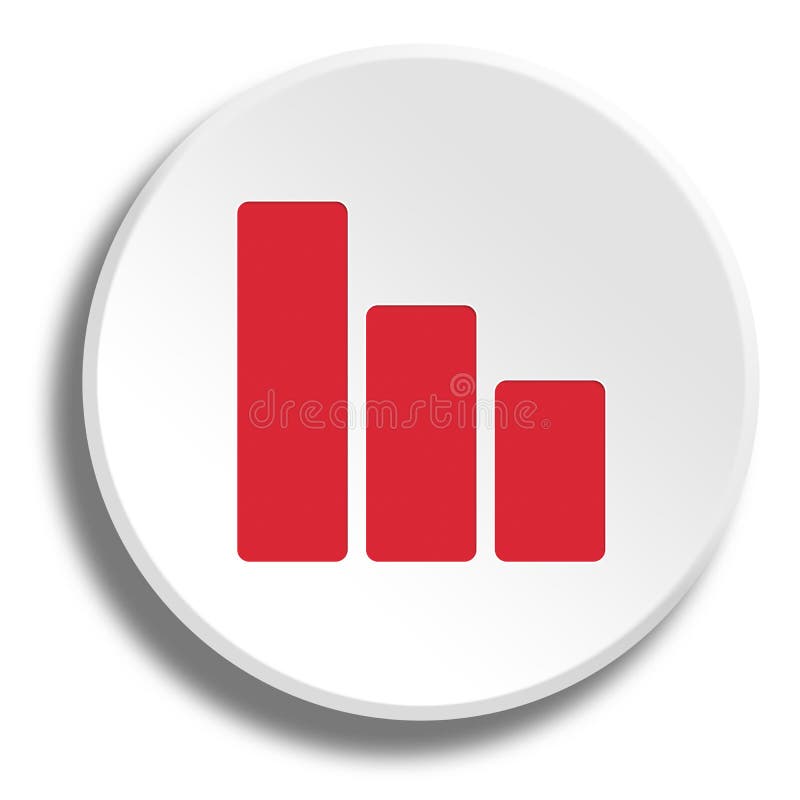 Red Curve in Round White Button with Shadow Stock Illustration ...