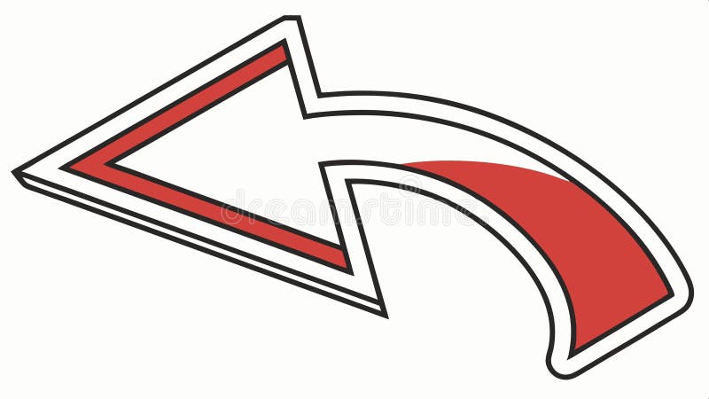 Red Curved Arrow, Back or Undo Action Indicator Vector Design ...