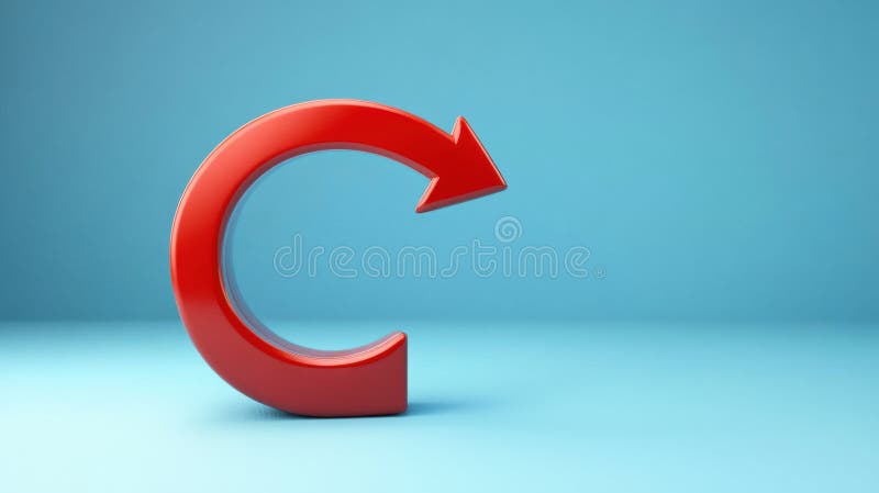 Red Curved Arrow on Blue Background. AI Generated Stock Illustration ...