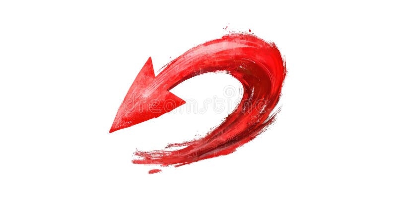 Red Curved Arrow with Brushstroke Texture. Symbol of Direction and ...