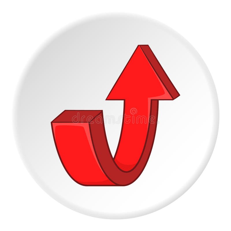 Red Curved Arrow Down Icon, Cartoon Style Stock Vector - Illustration ...