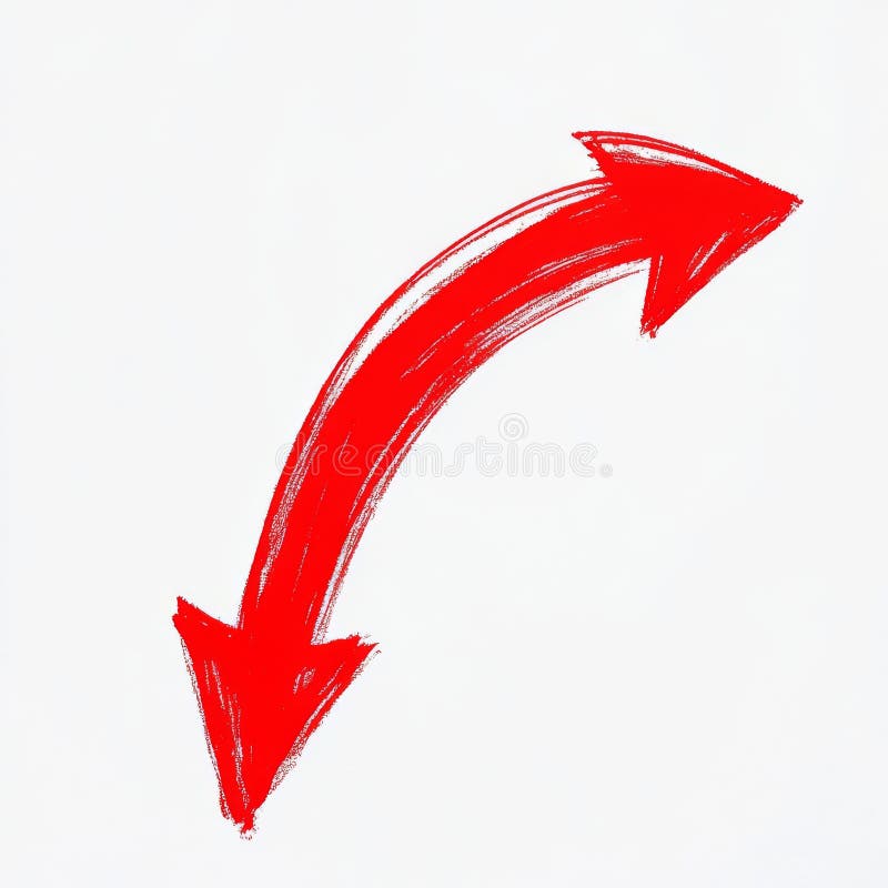 Red Curved Arrow, Isolated on White Background, Direction, Pointer ...