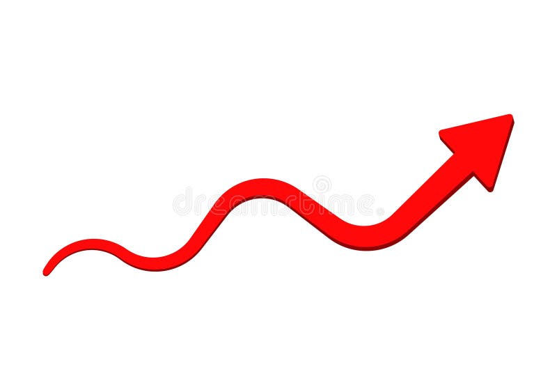 Red Curved Arrow Pointing Upward Stock Illustration - Illustration of ...