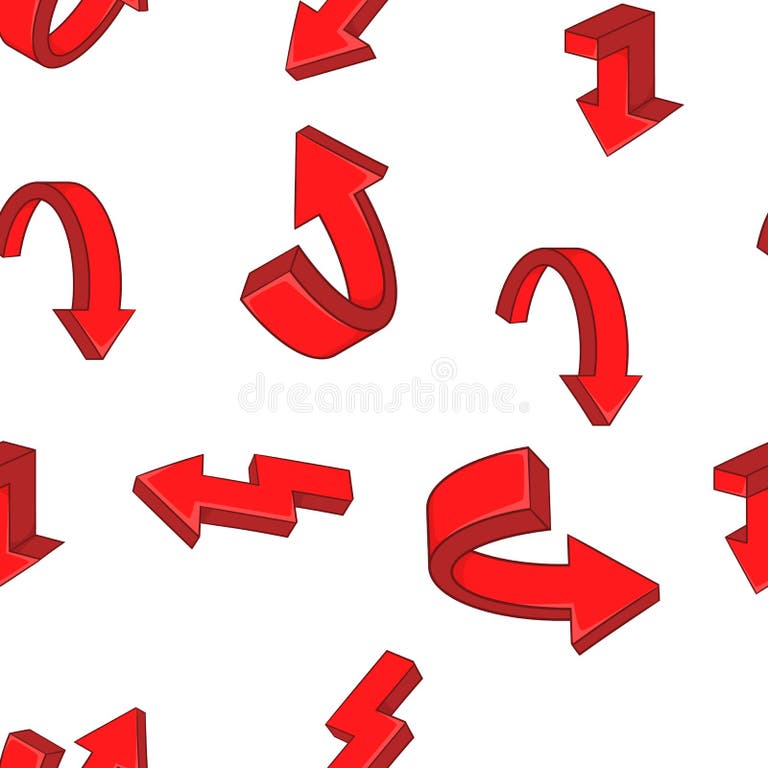 Red Curved Arrows Pattern, Cartoon Style Stock Vector - Illustration of ...