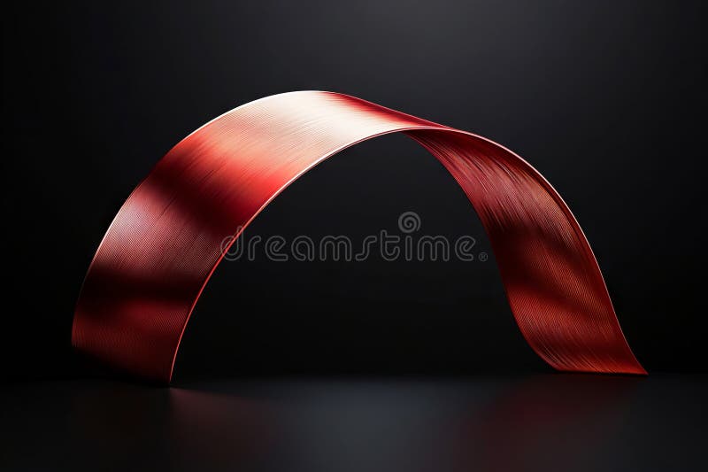 A Red Curved Object on a Black Background Stock Illustration ...