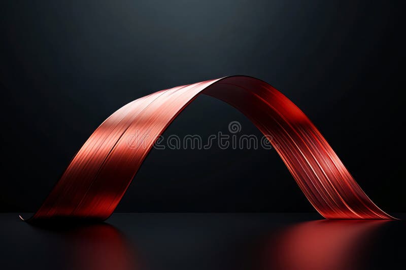 A Red Curved Object on a Black Surface Stock Photo - Image of color ...