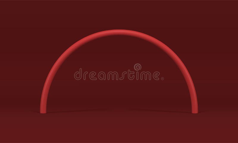 Red Curved Rod Arch 3d Decor Element Showcase Studio Background ...