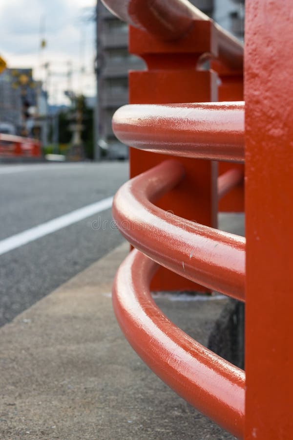 Red Curved Wall of Bridge stock image. Image of cross - 95912213
