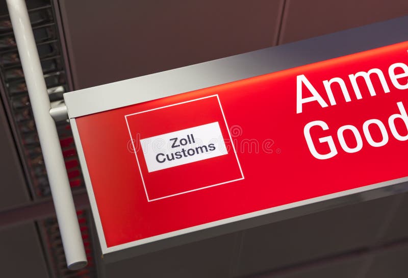 Customs Sign In Airport And Direction Arrow Stock Photo - Image of sign ...
