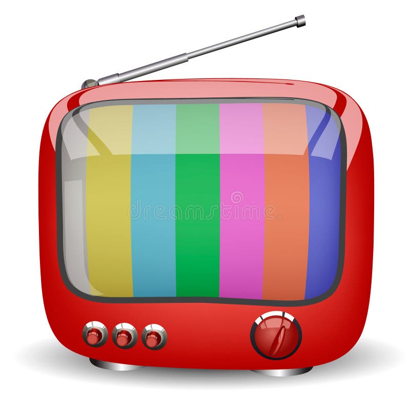 Red cute TV stock vector. Illustration of contrasts, electrical - 61156461