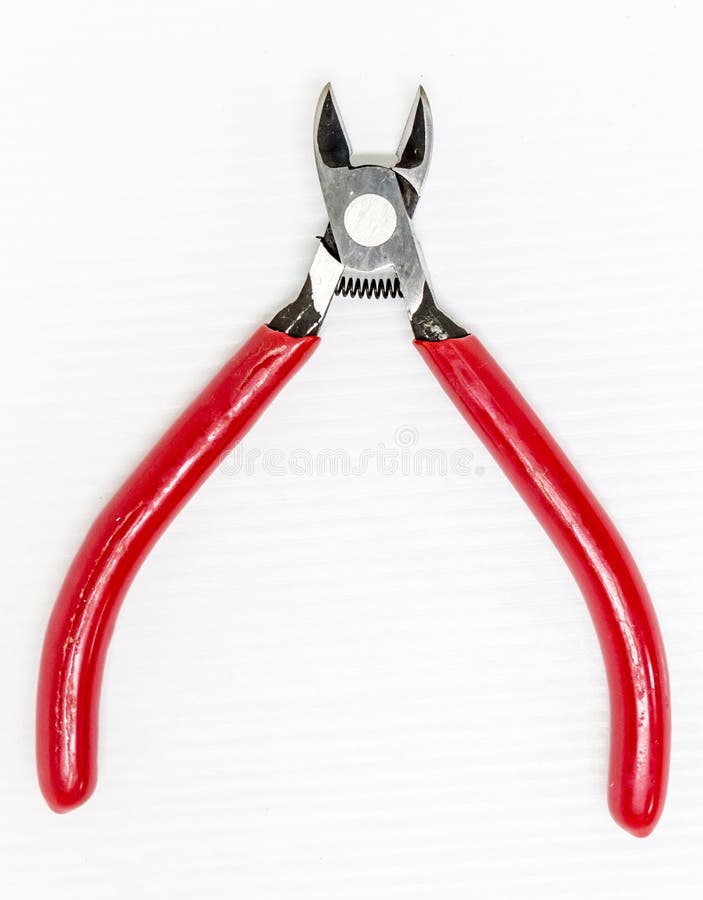 Red cutting plier on white stock photo. Image of scissors - 88167080