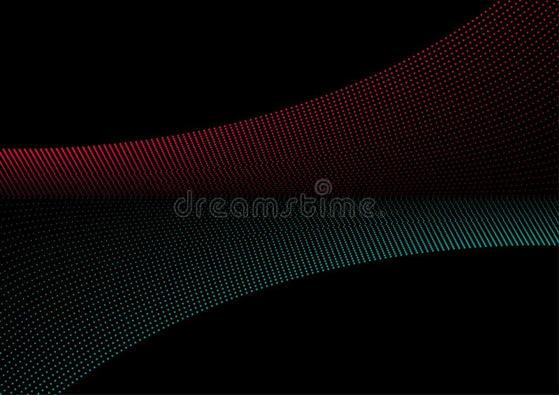 Red and Cyan Dotted Wavy Lines Abstract Technology Background Stock ...