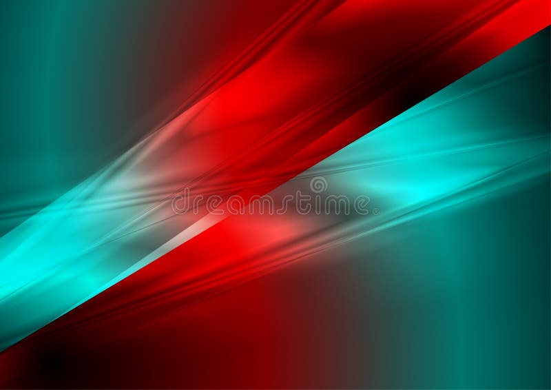 Red Cyan Glossy Smooth Stripes Abstract Background Stock Vector ...