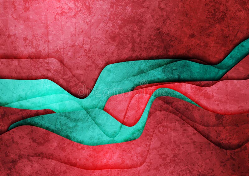 Red and Cyan Refracted Waves Abstract Grunge Background Stock Vector ...