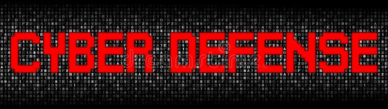 Cyber Defense Text on Hex Code Illustration Stock Illustration ...