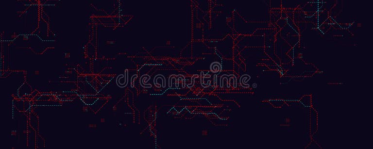 Red Cyber Grid with Futuristic Circuit Lines. Tech Background Featuring ...