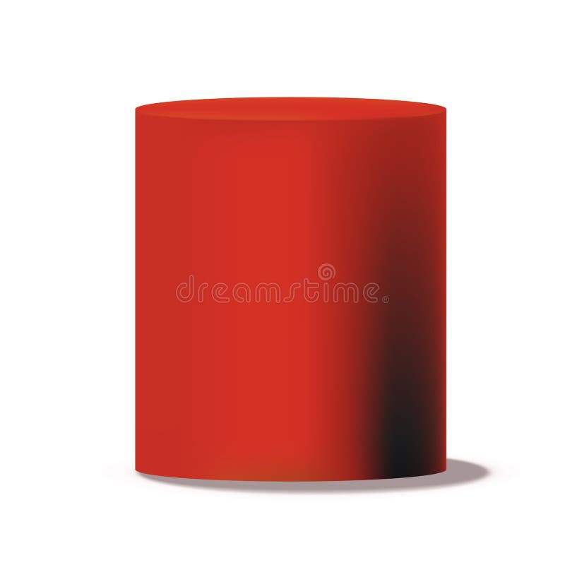 Red Cylinder. Circular Box Solid Pillar or Stand, Empty Can Mockup with ...