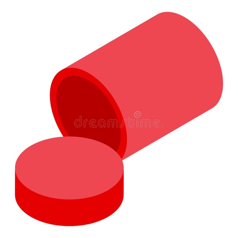 Red Cylinder Container Lying Open Isometric View Stock Illustration ...