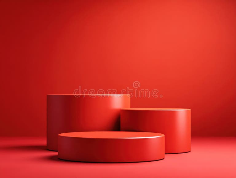 Red Cylinders Platform: Minimalist Abstract 3D Render. Perfect for ...