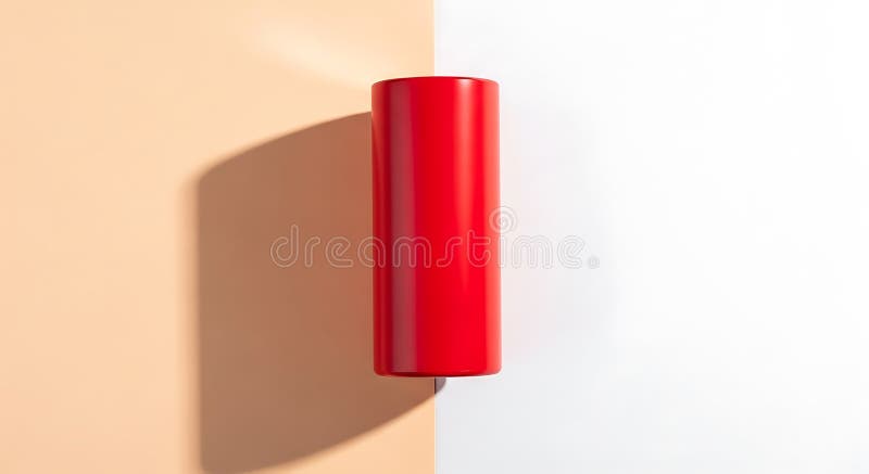 A Red Cylindrical Object is Positioned Vertically at the Center of a ...