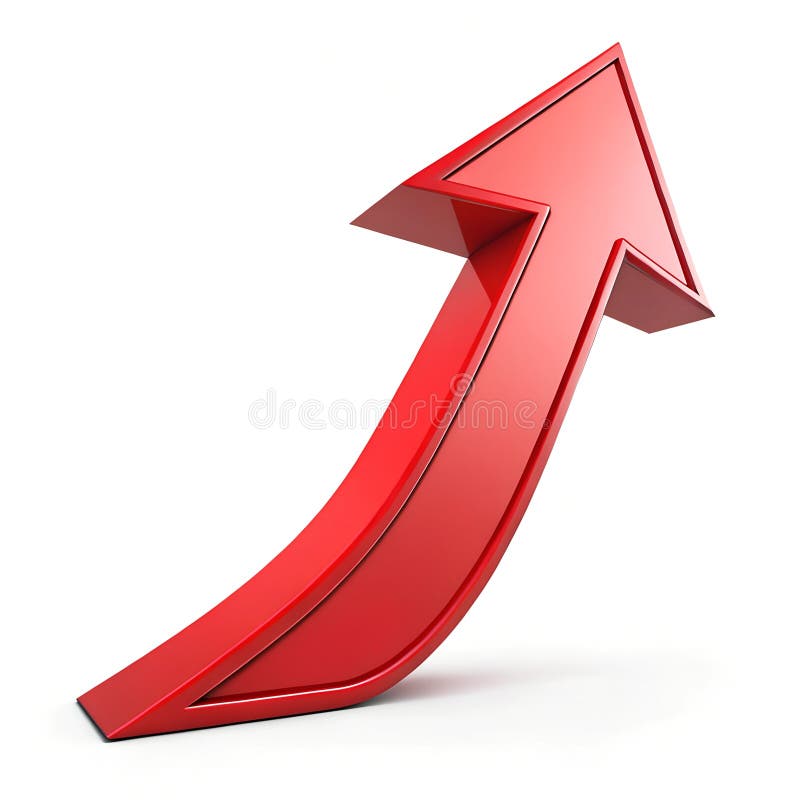 Red 3D Arrow Upward Growth Success Chart Graphic Stock Illustration ...