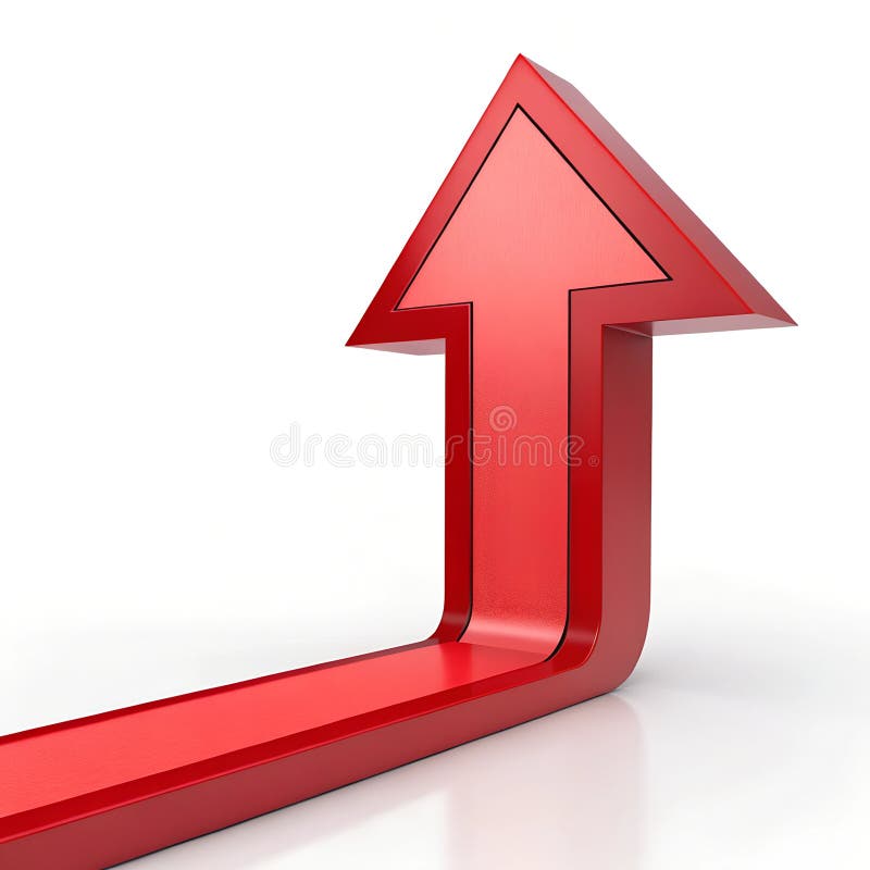 Red 3D Arrow Upward Growth Success Progress Chart Stock Illustration ...