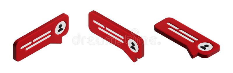 Red 3d Chat Bubble Icon Collection. Speech Bubbles 3d Set. Stock Vector ...