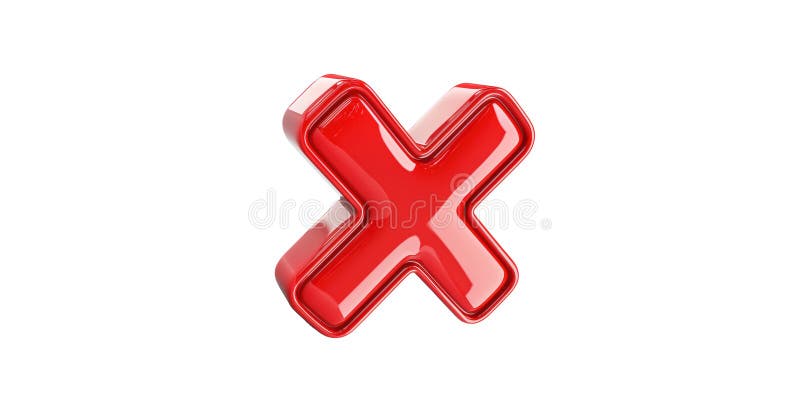 Red 3D Cross Symbol. Error and Cancellation Concept Isolated on ...