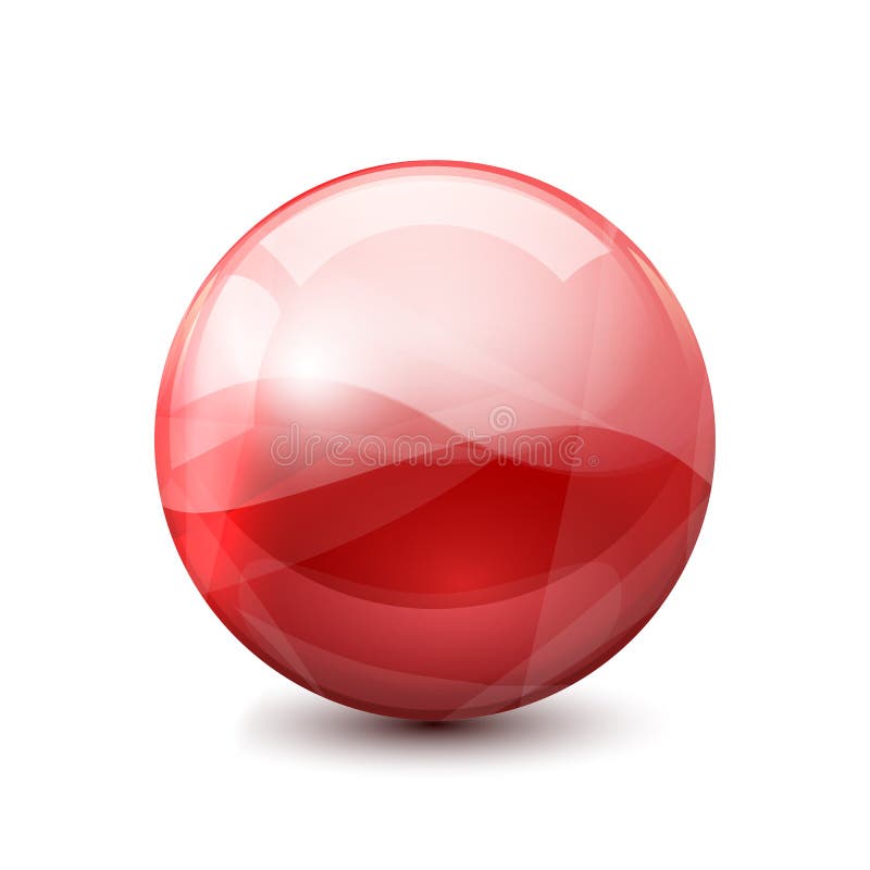 Red 3D Crystal Magic Sphere. Glass Transparent Ball with Shadows â ...