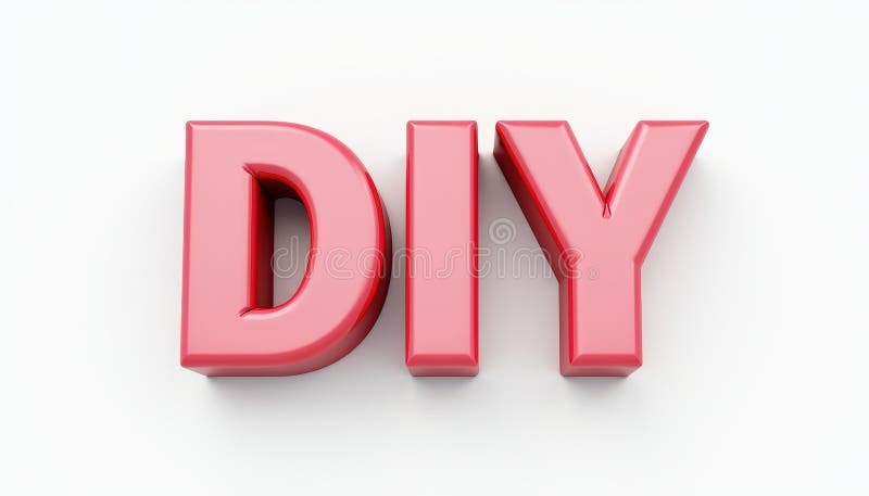 Red 3D DIY Text on a Clean White Background. Stock Illustration ...