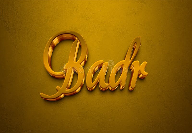 Golden 3D Editable Text Effect of Arabic Name Badr Stock Illustration ...