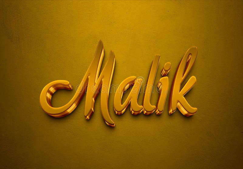 Golden 3D Editable Text Effect of Arabic Name Malik Stock Illustration ...