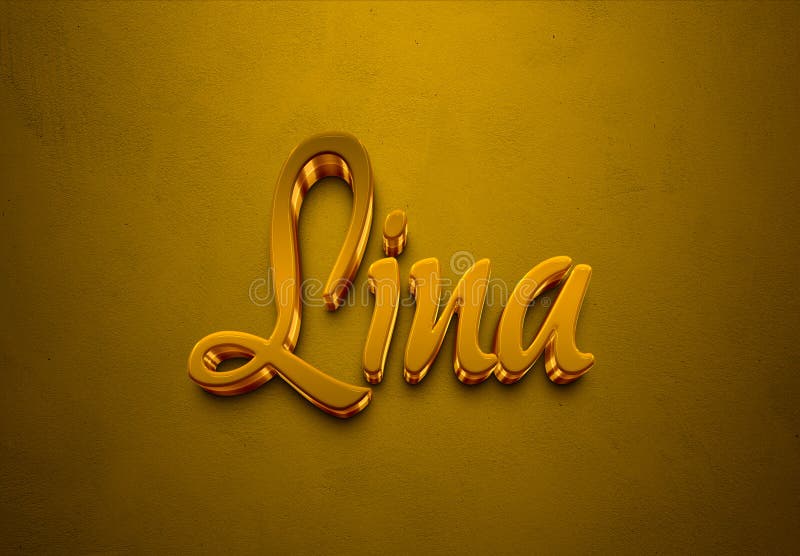 Golden 3D Editable Text Effect of Arabic Name Lina Stock Image - Image ...