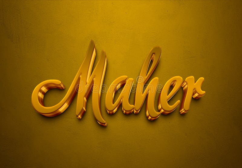 Golden 3D Editable Text Effect of Arabic Name Maher Stock Photo - Image ...