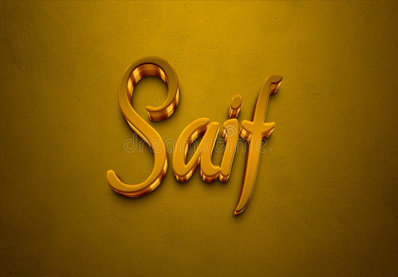 Golden 3D Editable Text Effect of Arabic Name Saif Stock Image - Image ...