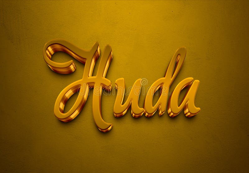 Golden 3D Editable Text Effect of Arabic Name Huda Stock Image - Image ...