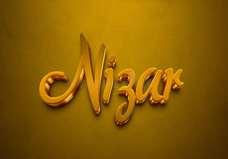 Golden 3D Editable Text Effect of Arabic Name Nizar Stock Photo - Image ...